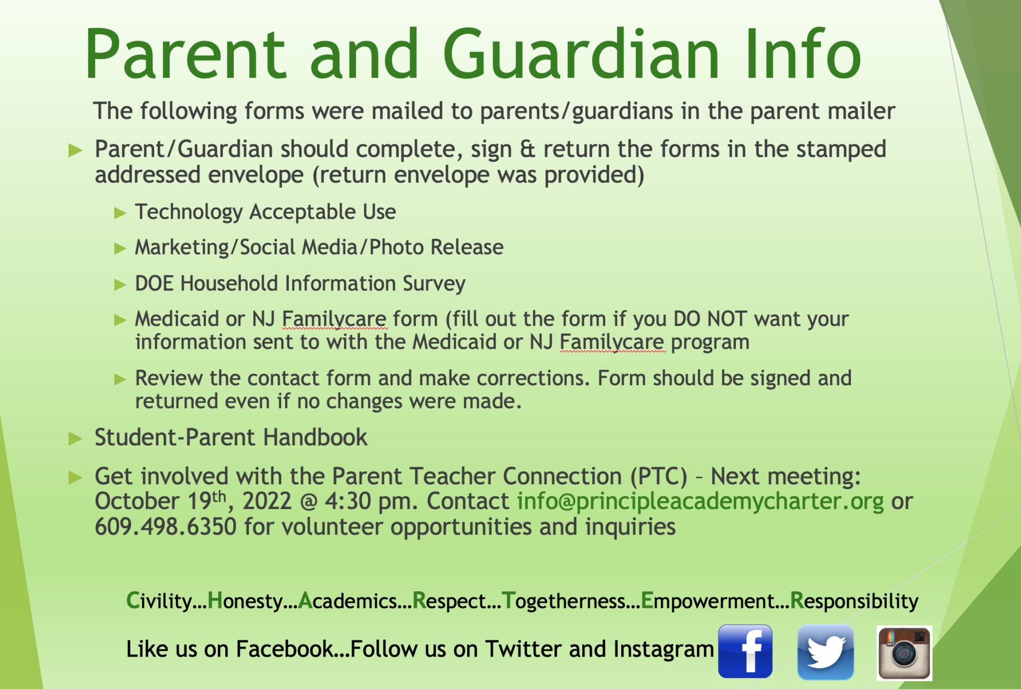 Parent Teacher Connection – Principle Academy Charter